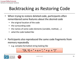 CHASE 2012 - An Exploratory Study of Backtracking Strategies Used by ...
