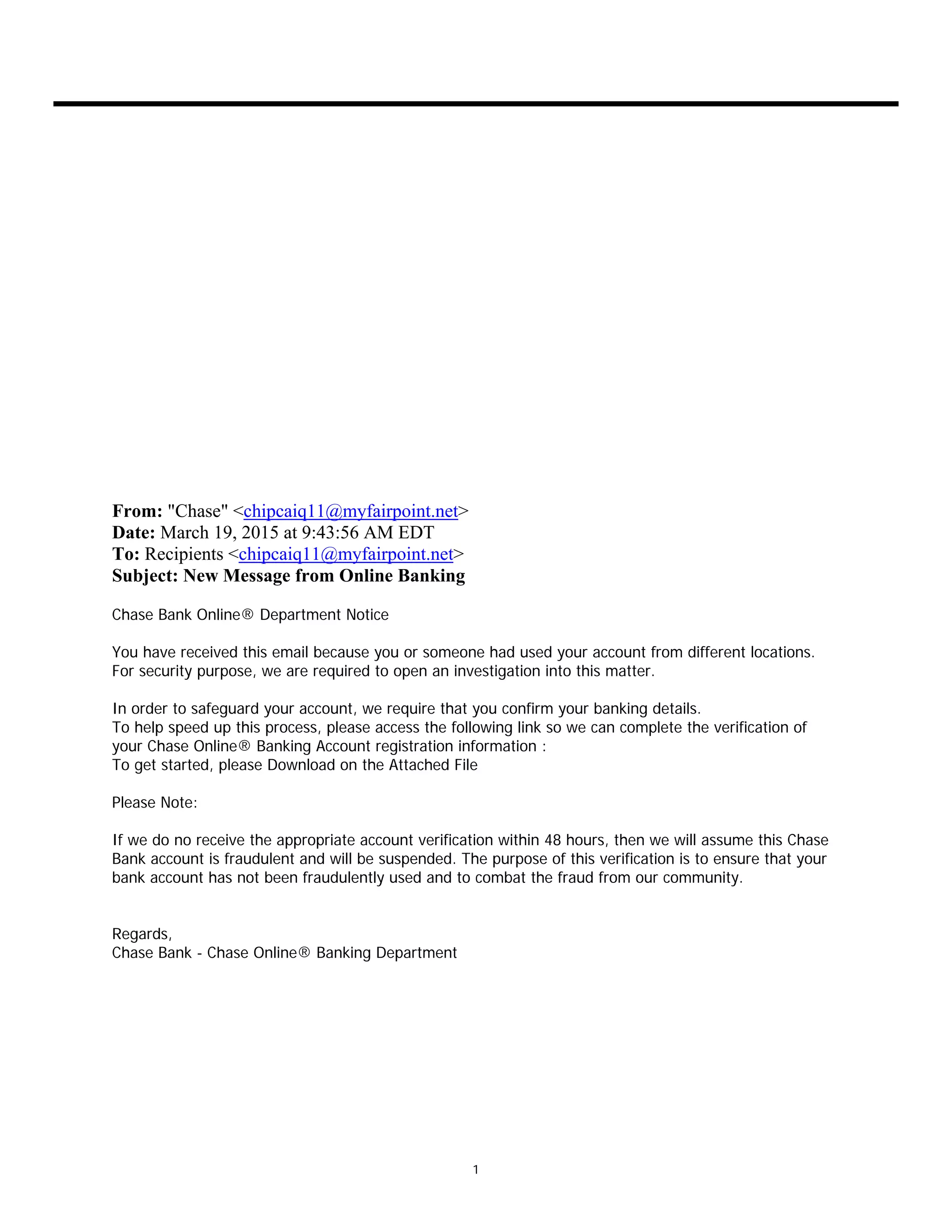 Chase phising mail example | PDF