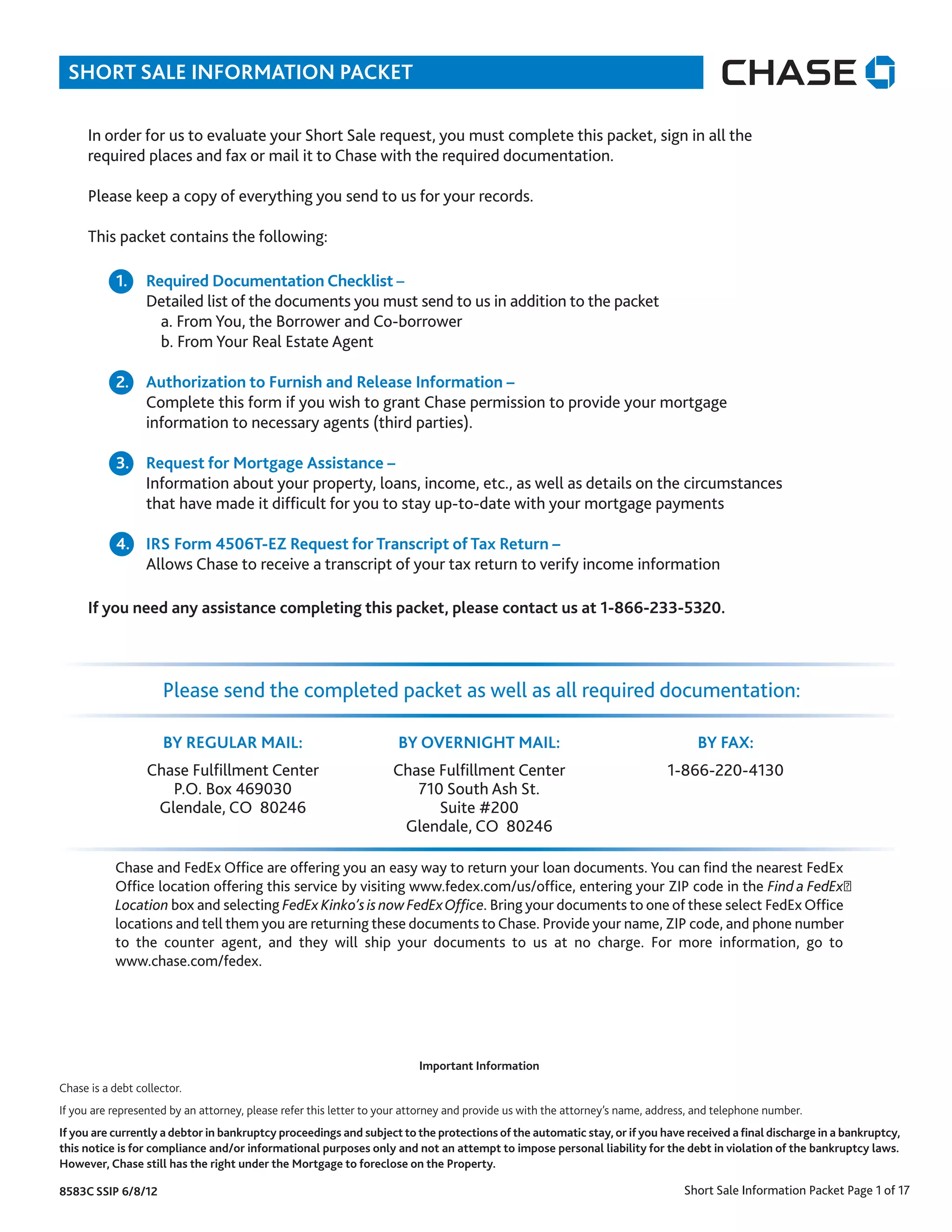 Chase Short Sale Pack | PDF