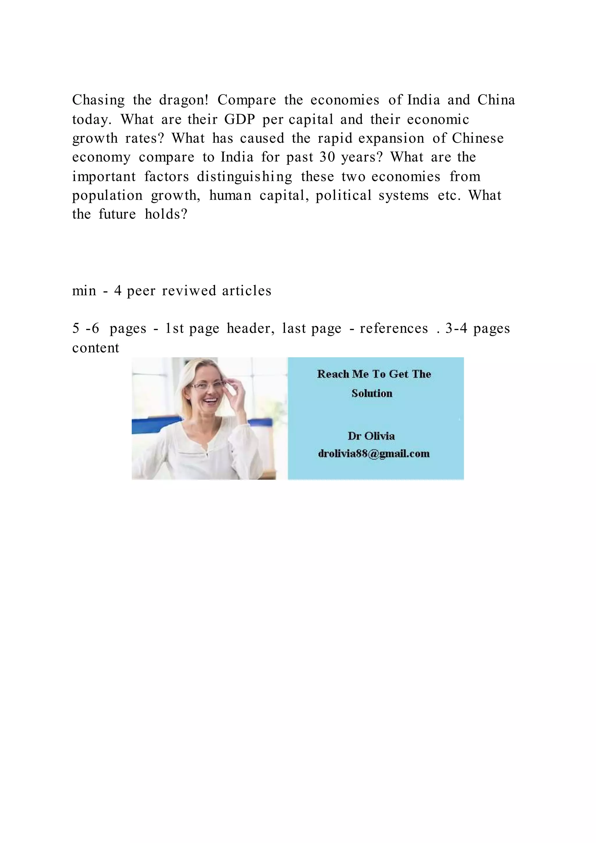 Chasing the dragon! Compare the economies of India and China today. | DOCX