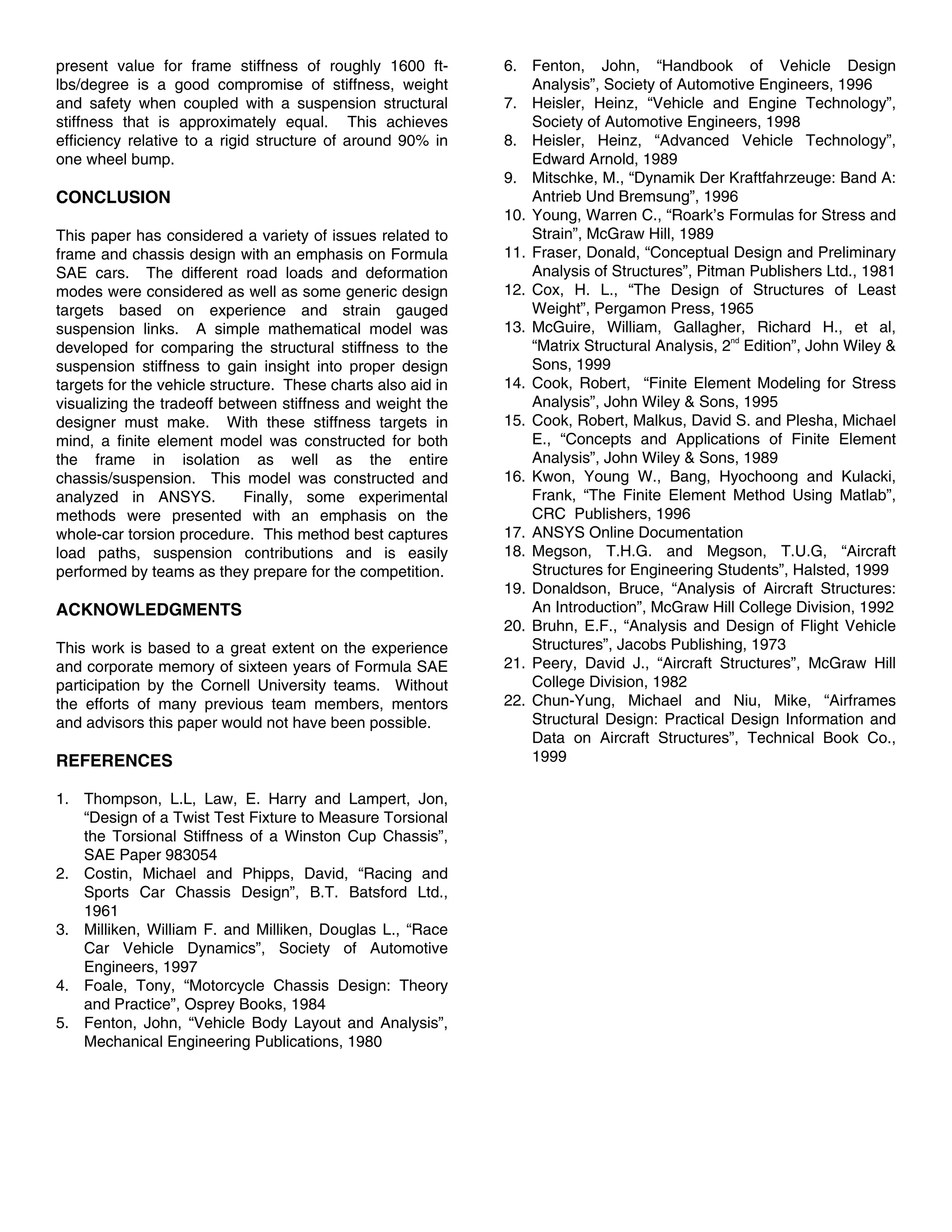 Chassis 2002 01-3300 design, analysis and testing of a formula sae car ...