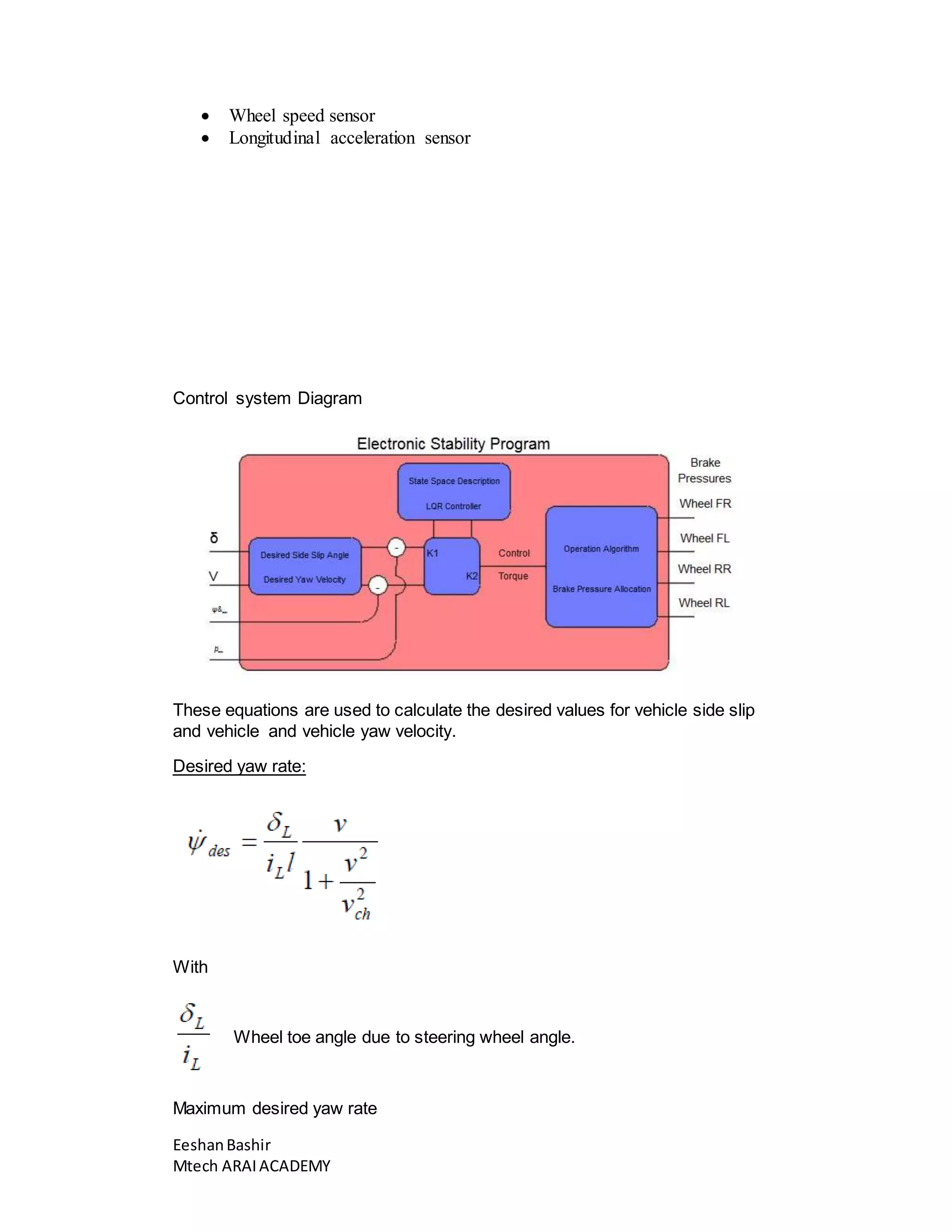 Chassis control system algorithms and mathematical analysis | DOCX