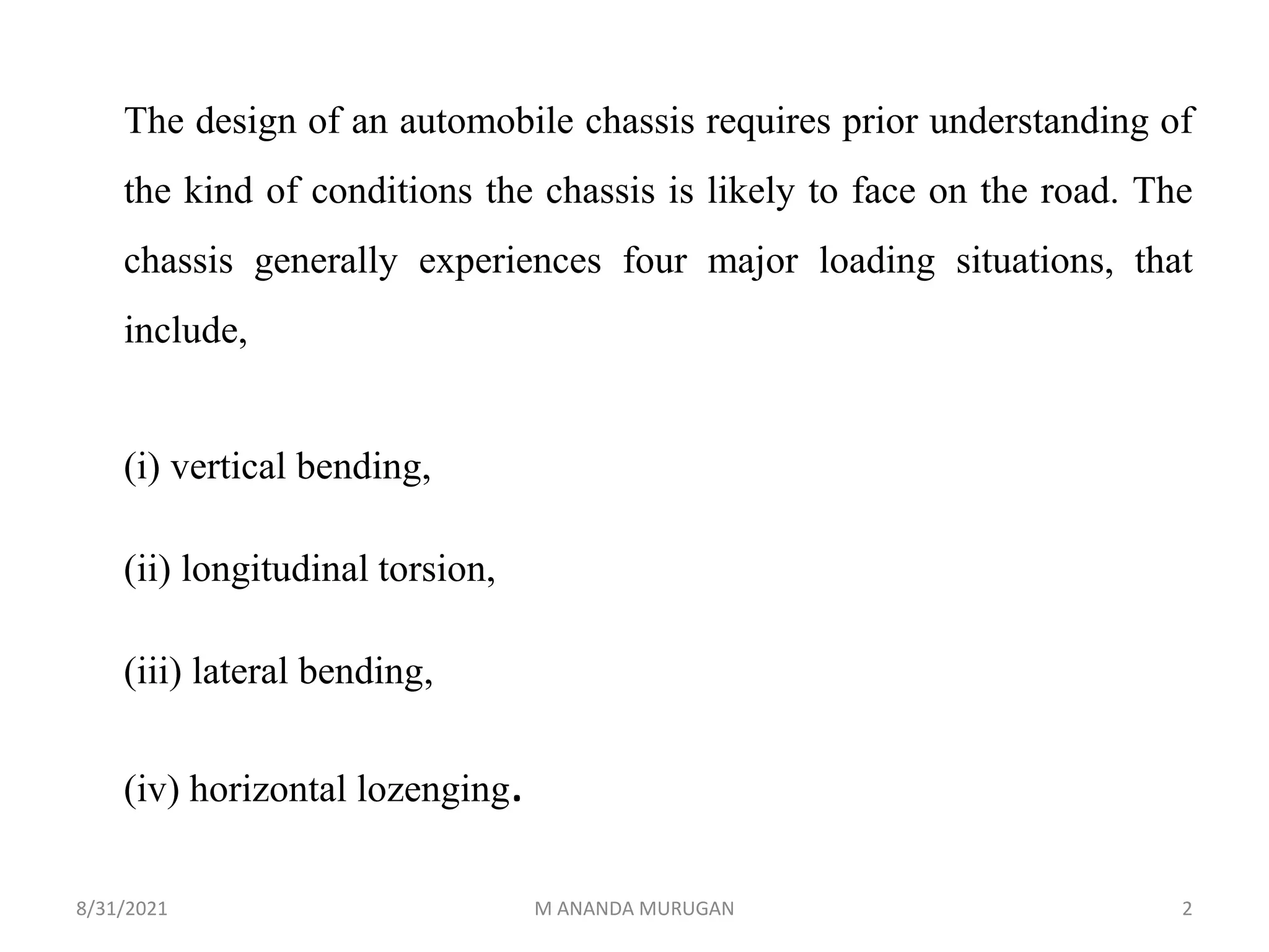 Chassis operating conditions | PPTX