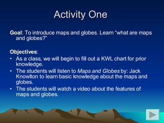 Kindergarten Map and Globes Unit | PPT