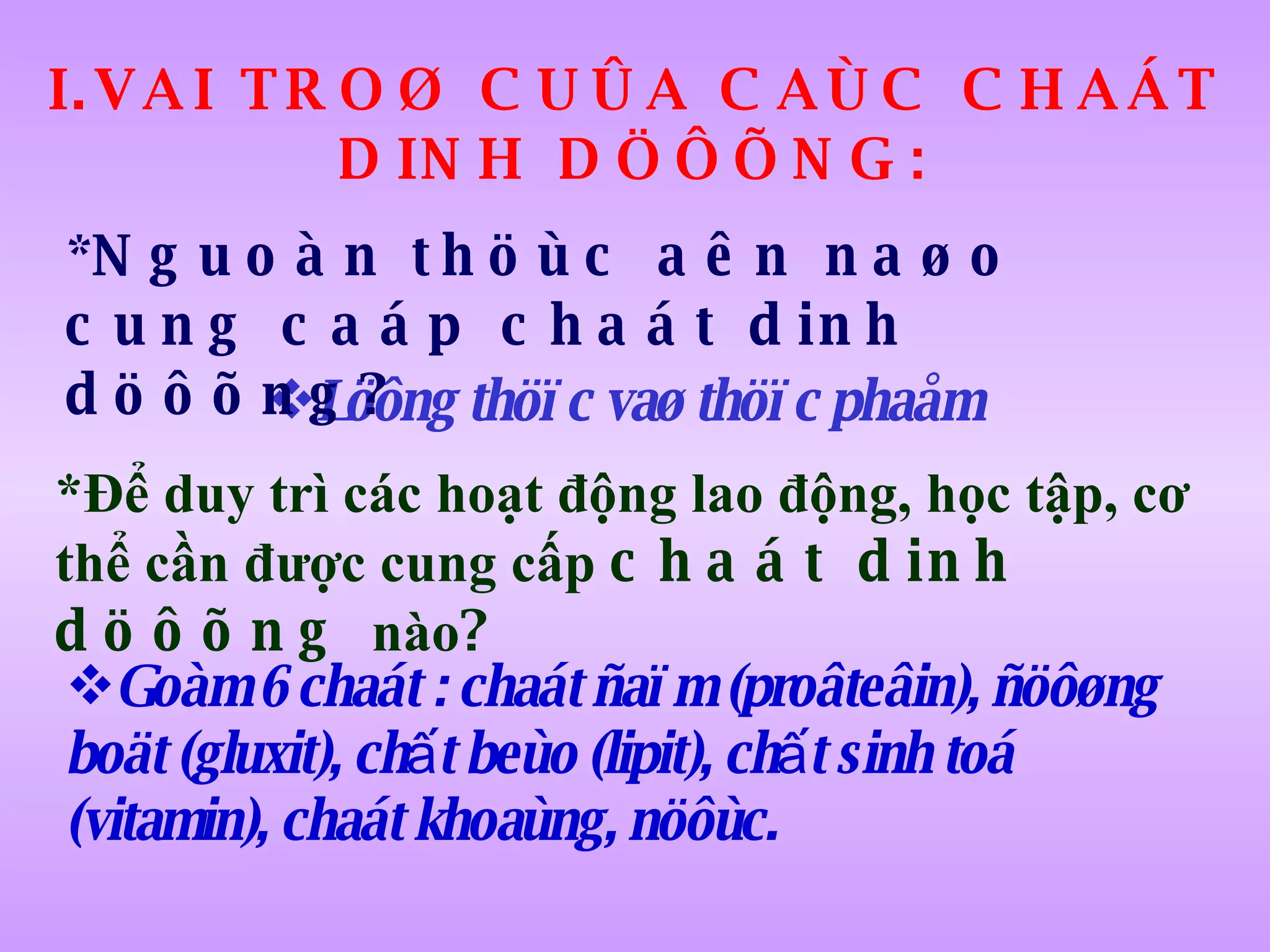 chat dinh duong | PPT