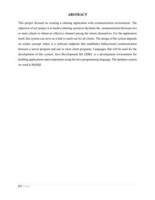 CHAT APPLICATION THROUGH CLIENT SERVER MANAGEMENT SYSTEM PROJECT REPORT ...