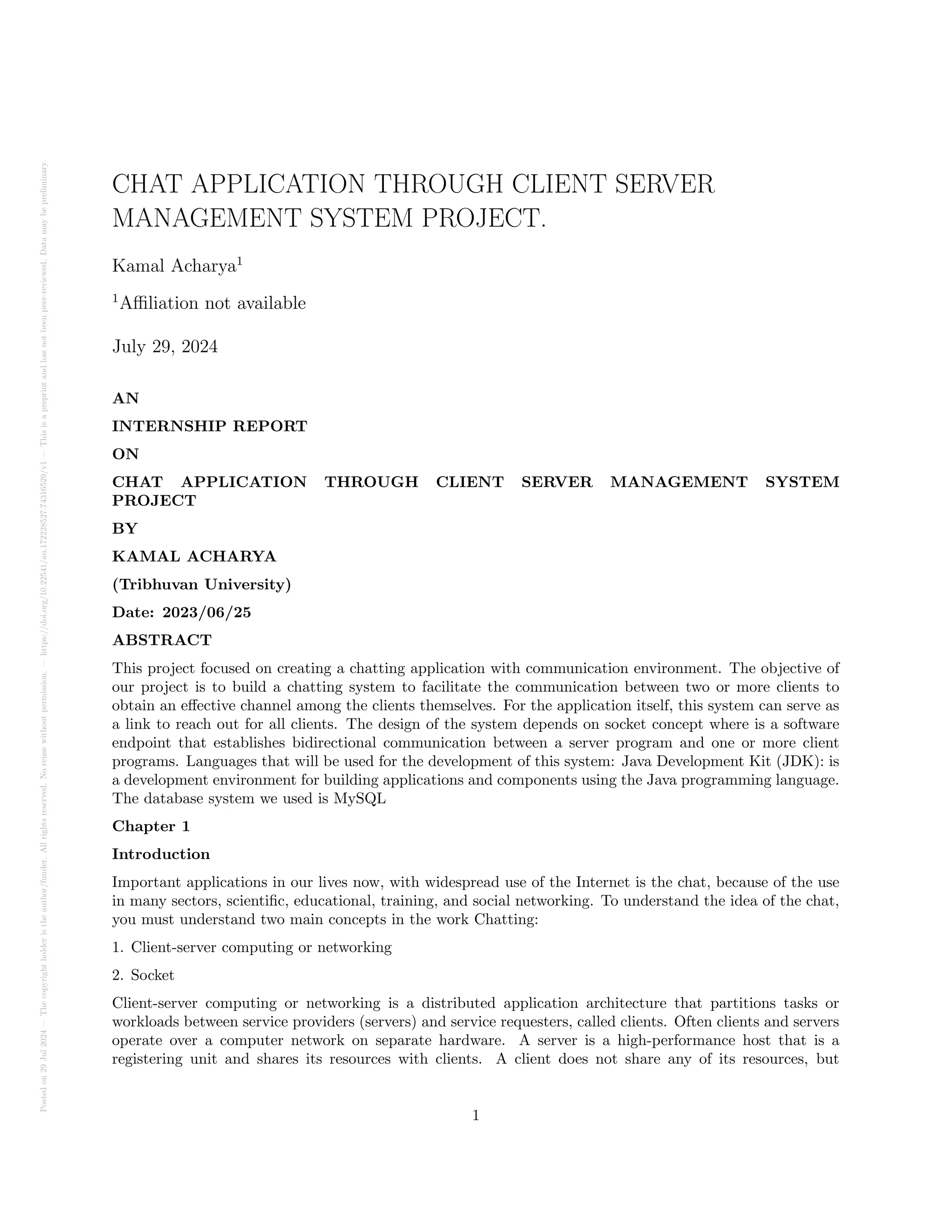 Chat application throught client server project report.pdf