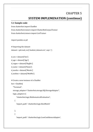 Student information chatbot final report | PDF
