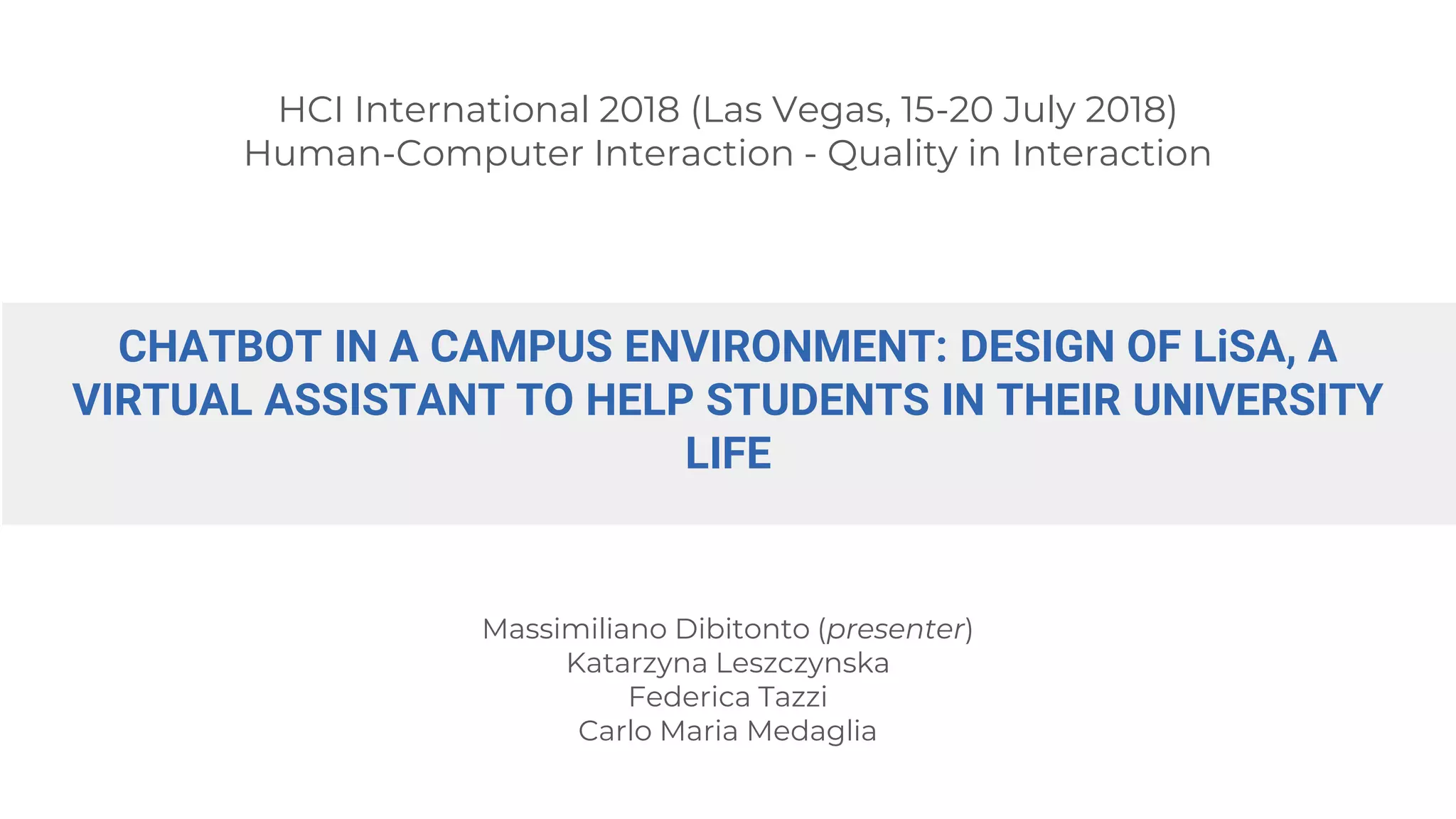 Chatbot in a Campus Enviroment: Design of LiSA, a Virtual Assistant To ...