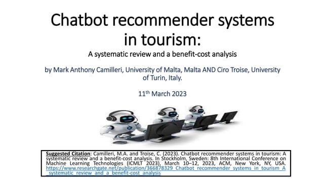 Chatbot recommender systems in tourism | PPTX