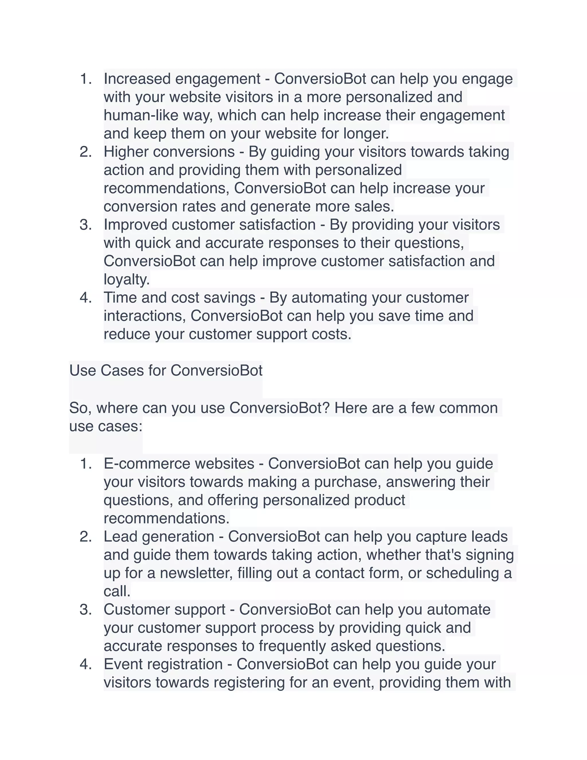 ConversioBot: The AI Chatbot That Will Transform Your Website and Boost Your Conversions | PDF