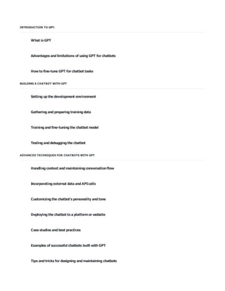 Chatbots Using GPT (Generative Pretrained Transformer) | PPTX