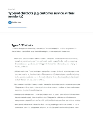 Chatbots Using GPT (Generative Pretrained Transformer) | PPTX