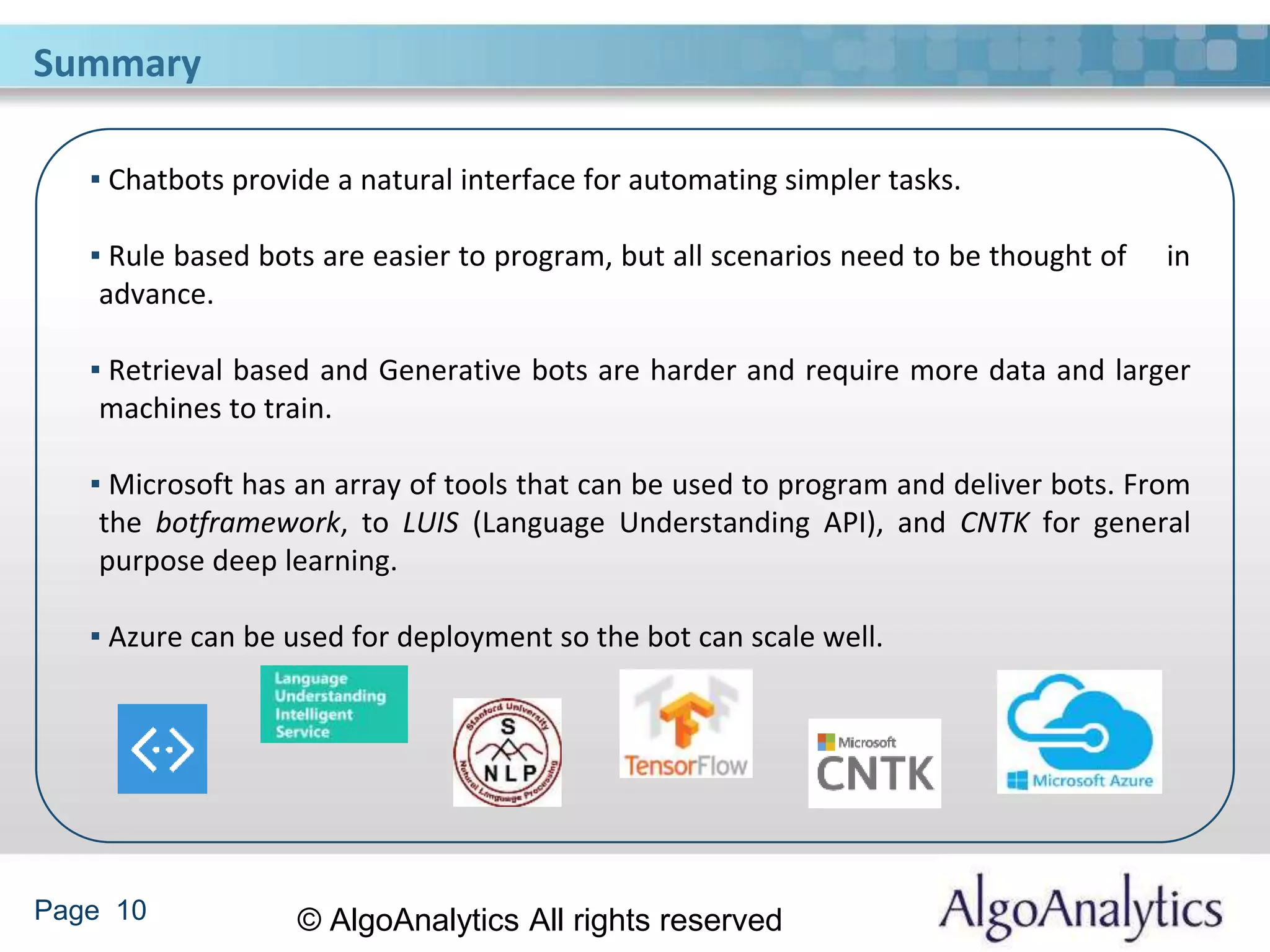 Chatbots: Automated Conversational Model using Machine Learning | PPT