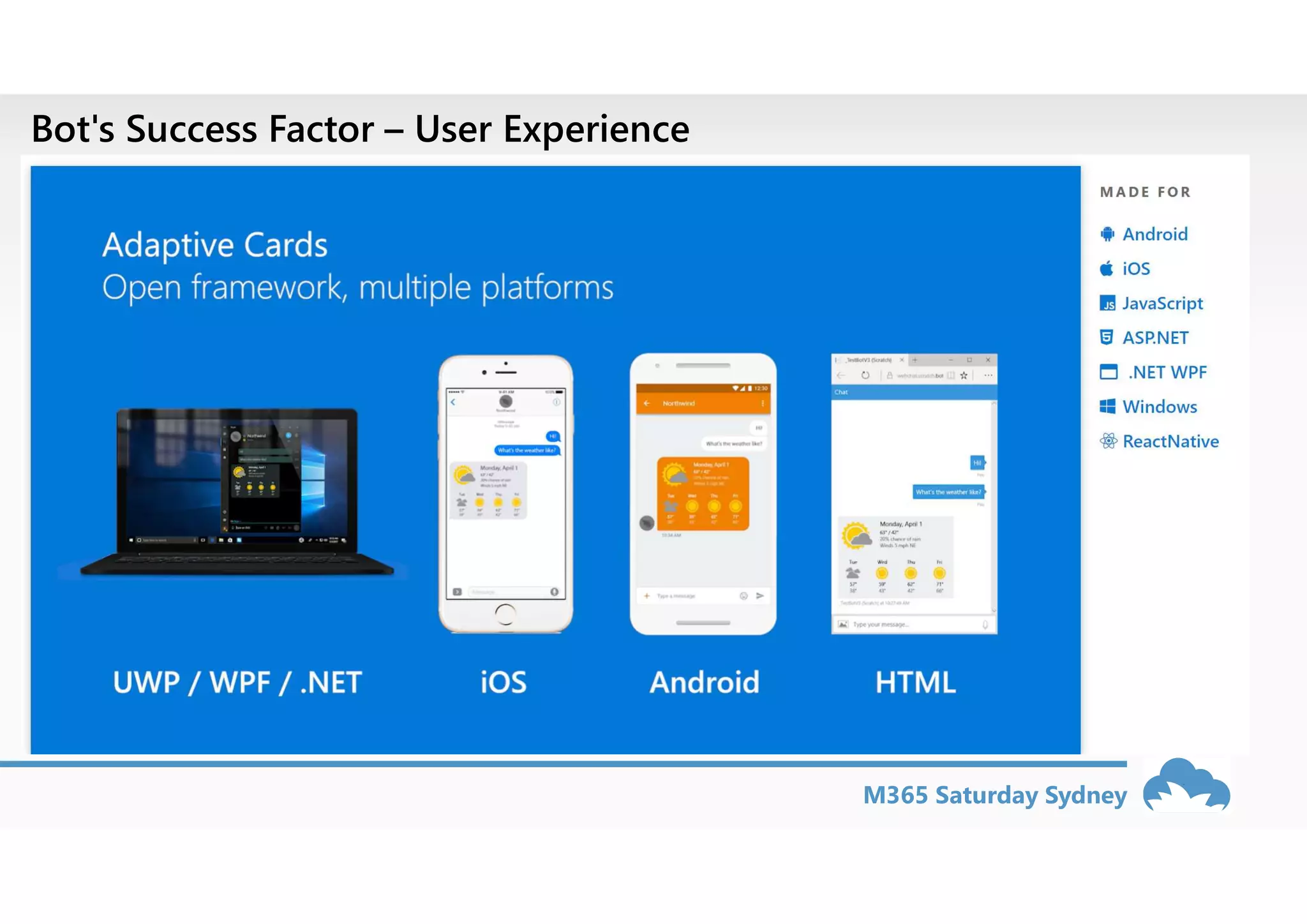 Chatbot Success Factor - Microsoft 365 Saturday Sydney | PDF