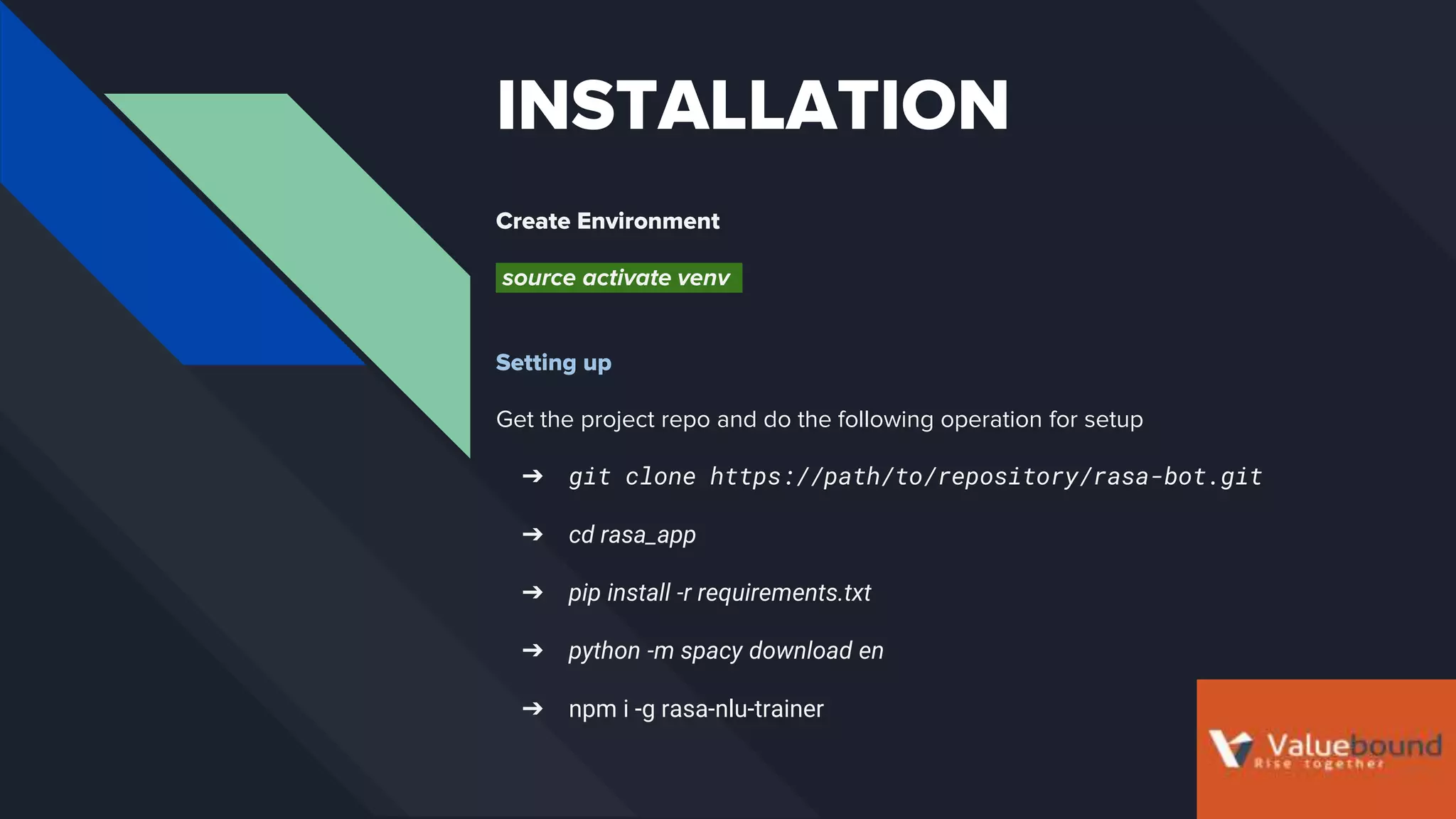 Chatbot with RASA | Valuebound | PPTX