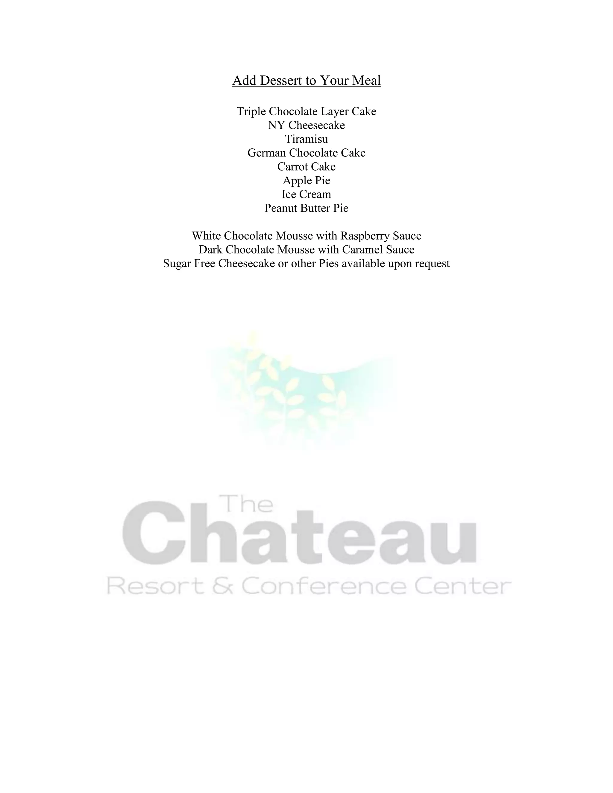 Chateau Banquet Menus | PDF