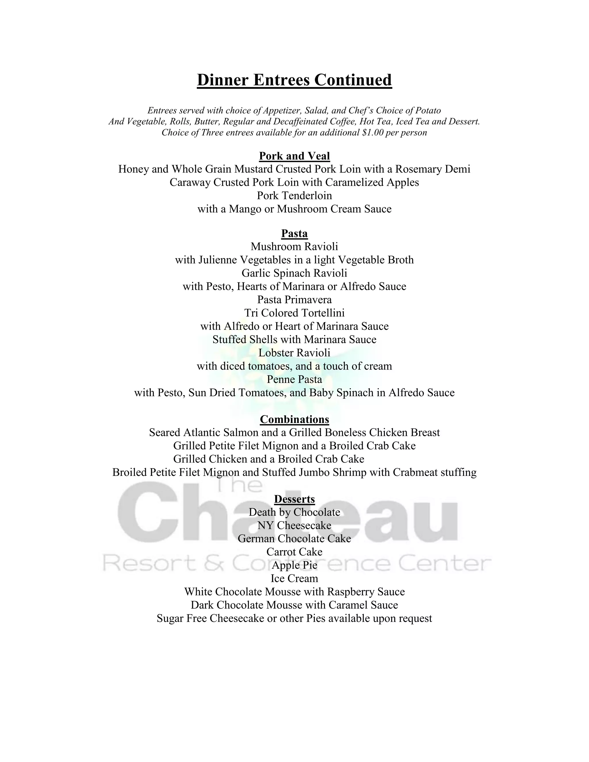 Chateau Banquet Menus | PDF