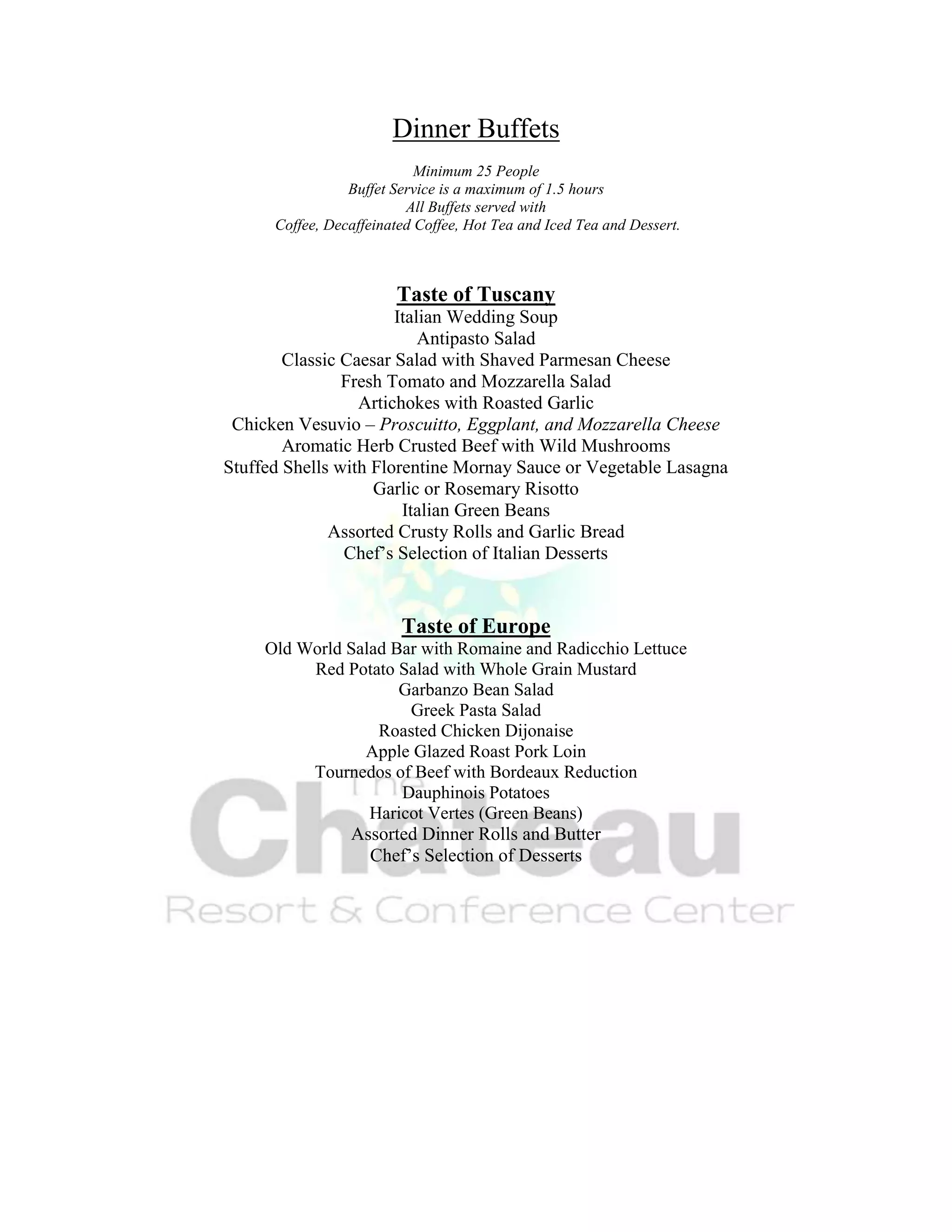 Chateau Banquet Menus | PDF