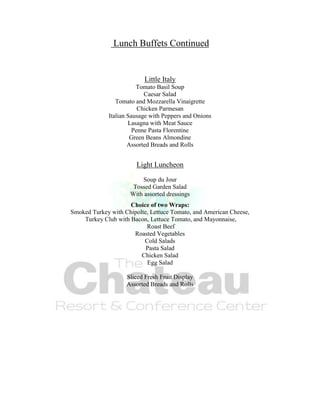 Chateau Banquet Menus | PDF