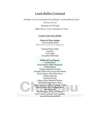 Chateau Banquet Menus | PDF