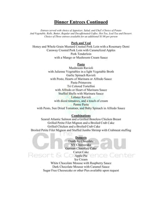 Chateau Banquet Menus | PDF