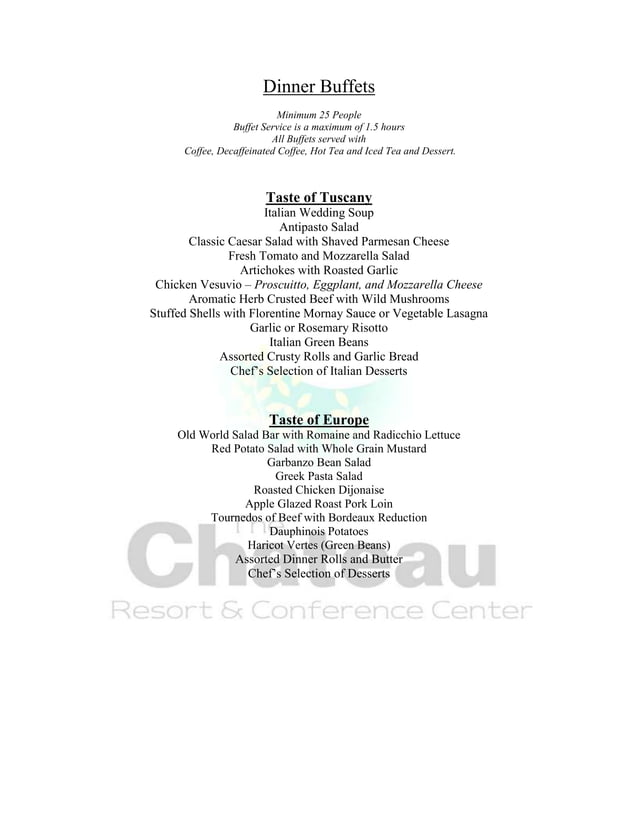 Chateau Banquet Menus | PDF