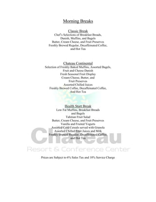 Chateau Banquet Menus | PDF