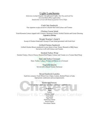 Chateau Banquet Menus | PDF