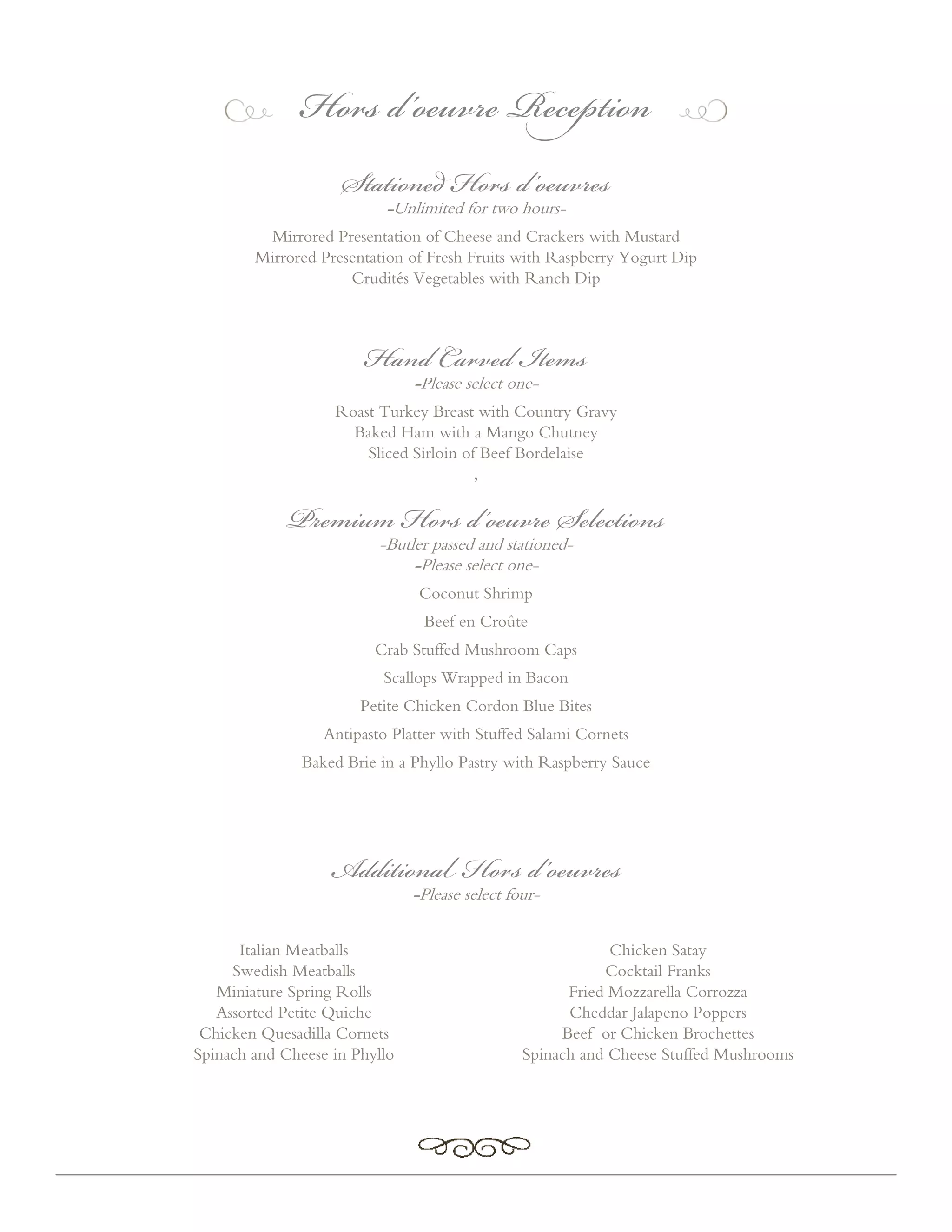 Chateau Wedding Menu | PDF