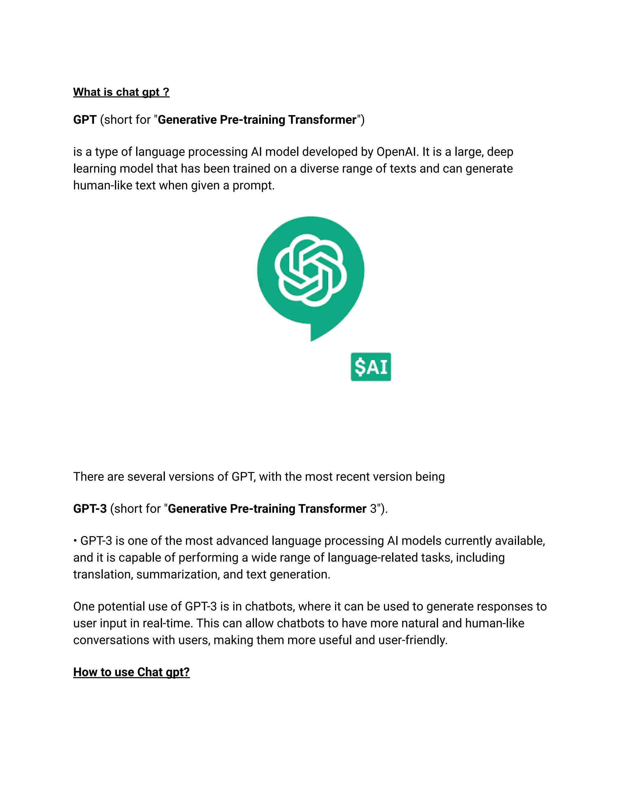 What is chat gpt | PDF | Computing | Technology & Computing