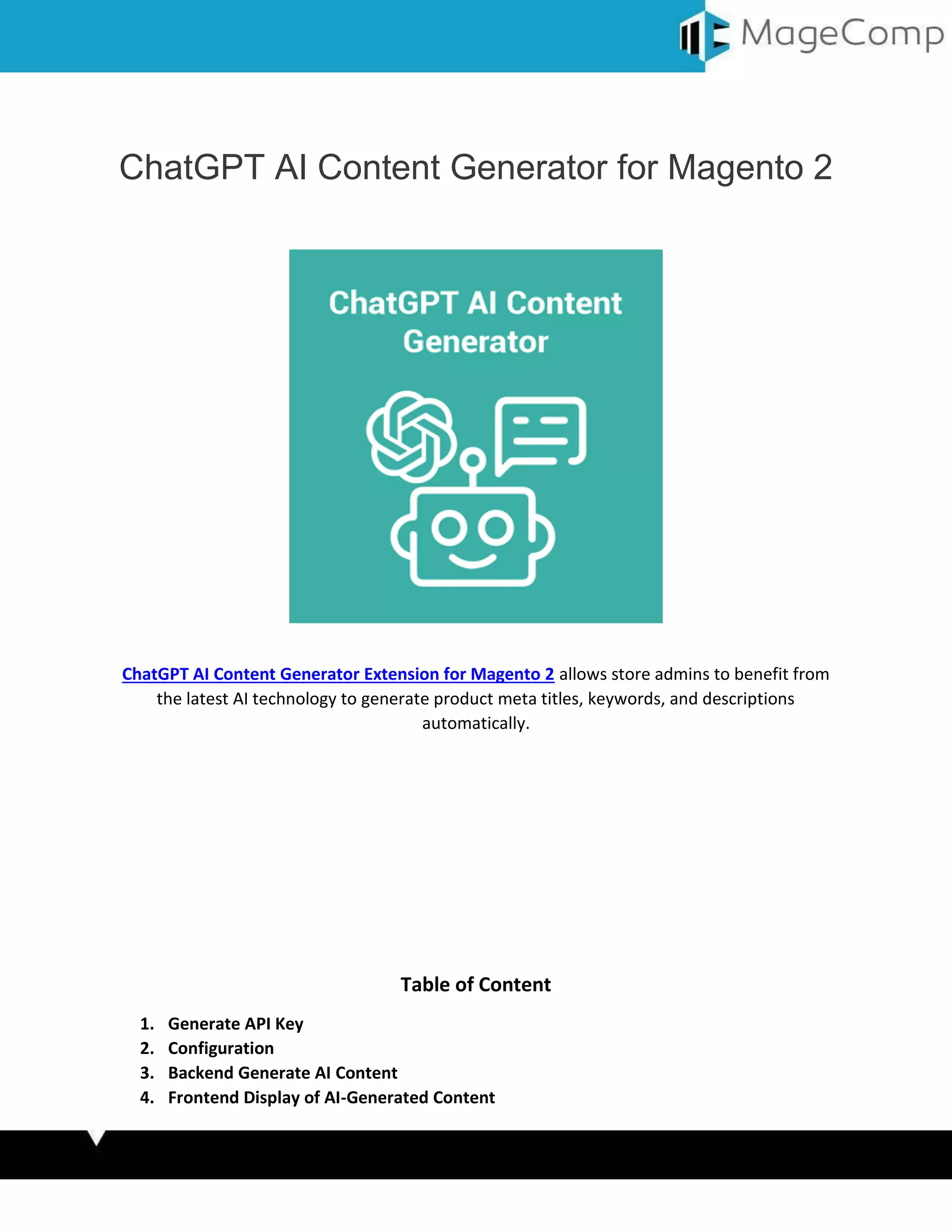 ChatGPT AI Content Generator for Magento 2.pdf | Web Development | Internet