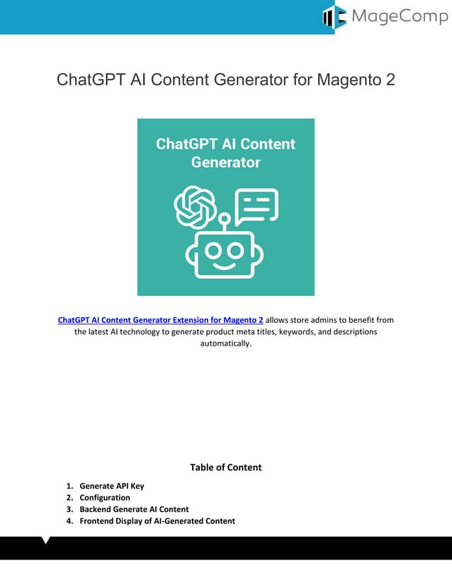 ChatGPT AI Content Generator for Magento 2.pdf | Web Development | Internet