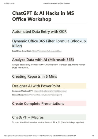 ChatGPT & AI Hacks in MS Office Workshop1.pdf
