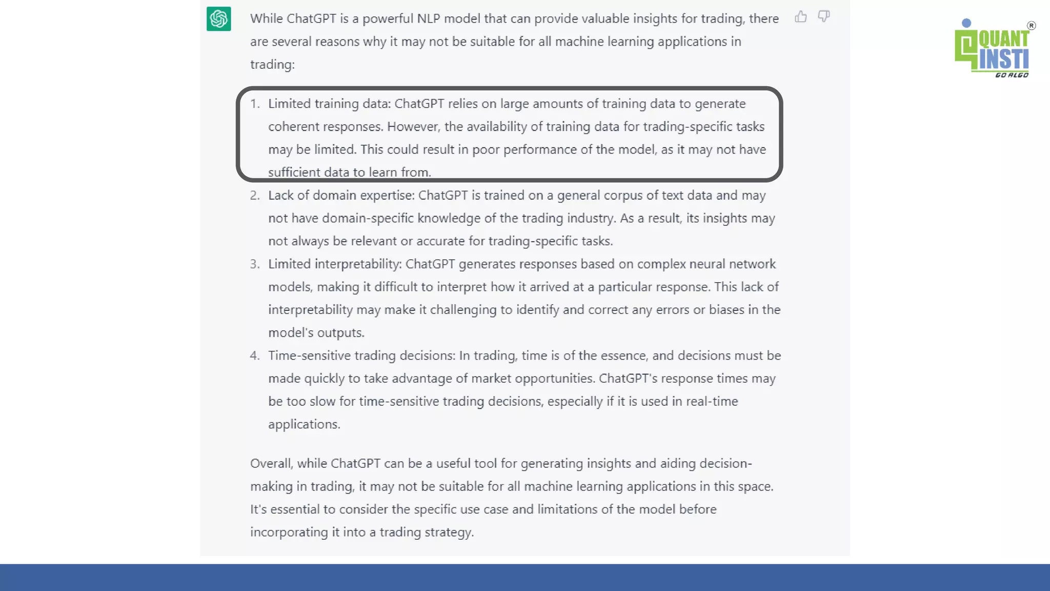 ChatGPT and Machine Learning in Trading | PPT