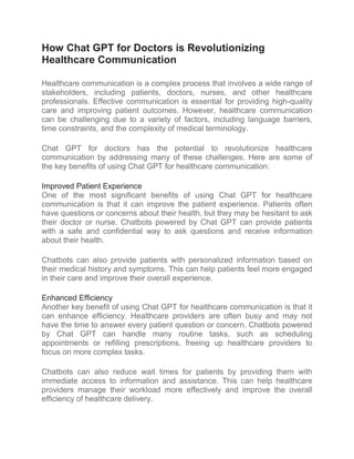 Chat GPT for Doctors -Revolutionizing Healthcare Communication by Dr.Mahboob.pdf
