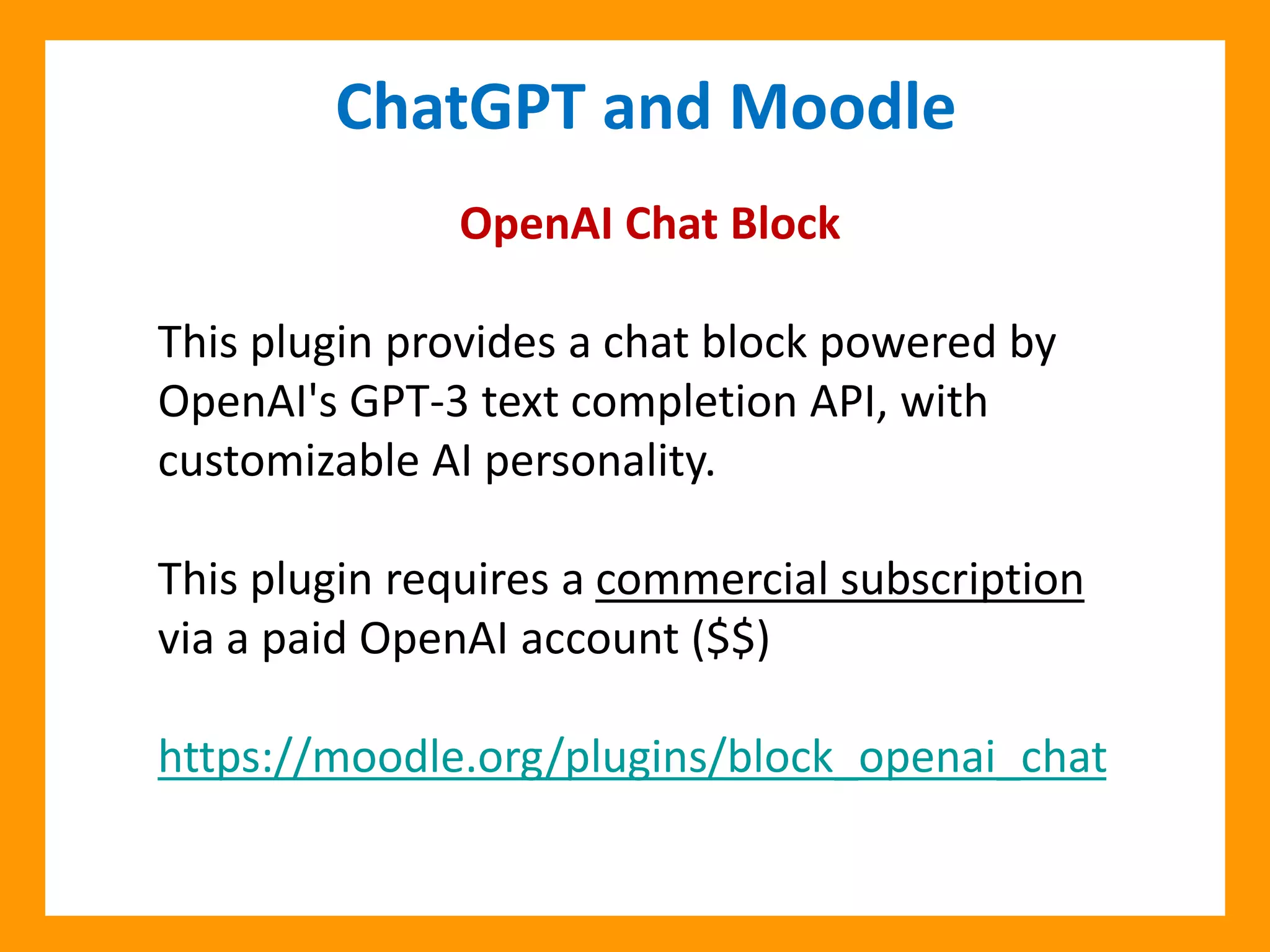 ChatGPT and Moodle: An Interesting Mix | PPTX