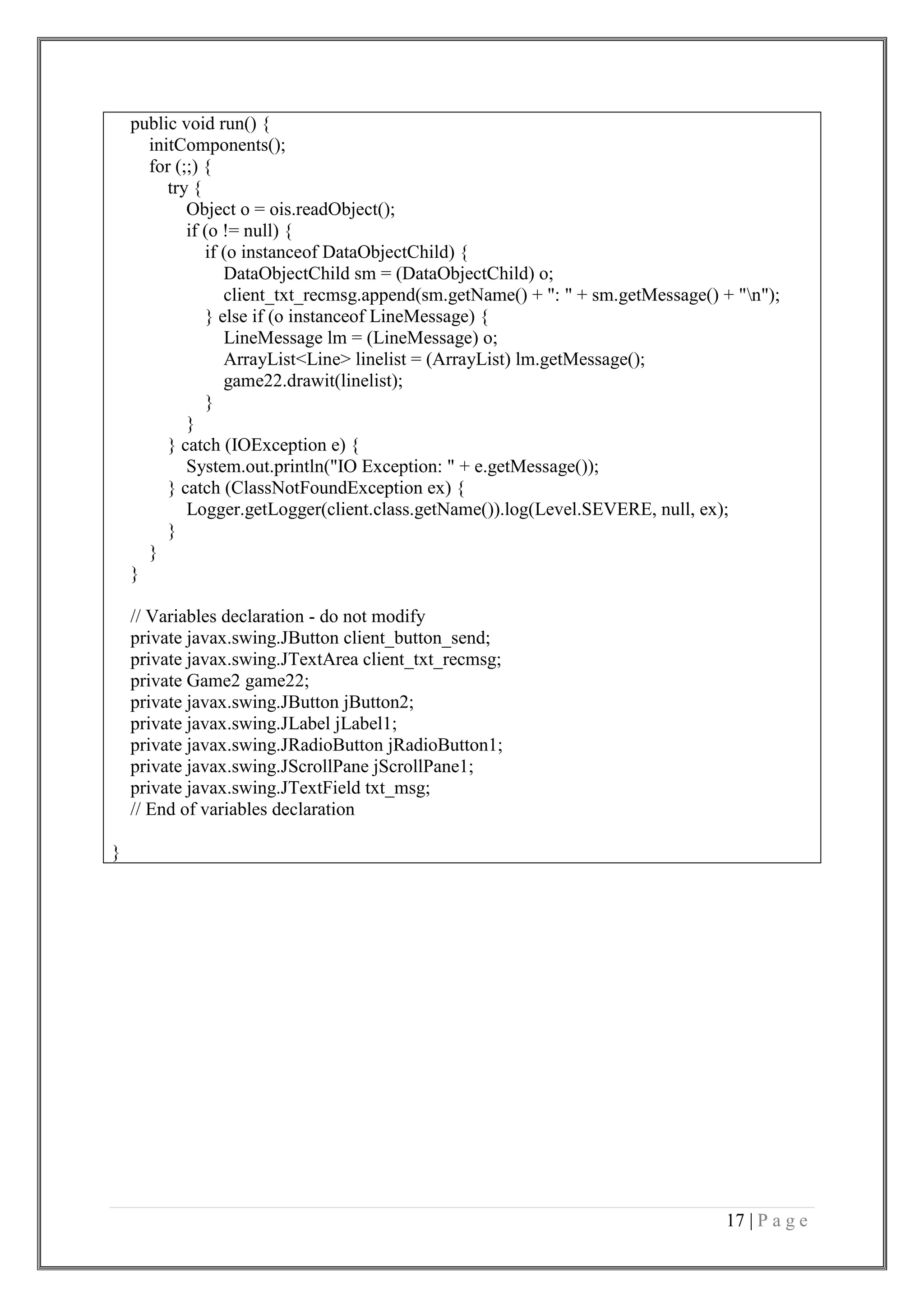 Chat Room System using Java Swing | PDF