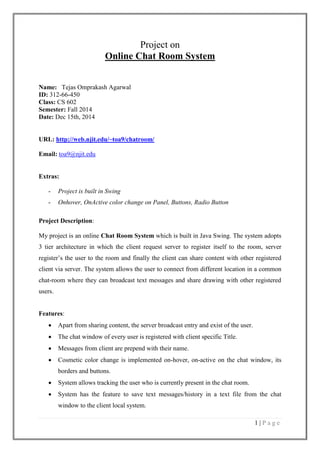 Chat Room System using Java Swing | PDF