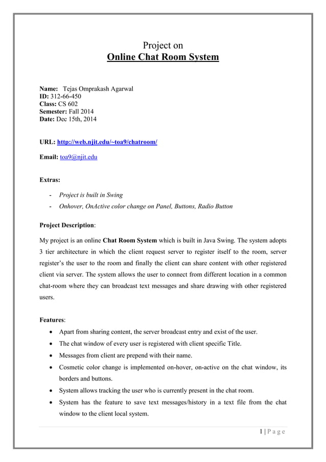 Chat Room System using Java Swing | PDF | Programming Languages | Computing