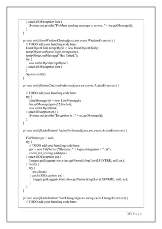 Chat Room System using Java Swing | PDF