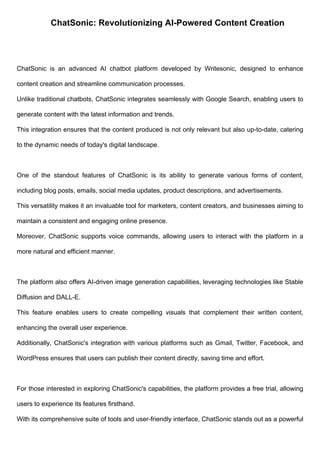 ChatSonic.pro is an AI-powered writing assistant | PDF