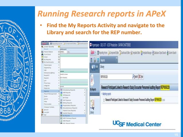 UCSF Informatics Day 2014 - Sayan Chatterjee, "APeX Reporting" | PPT