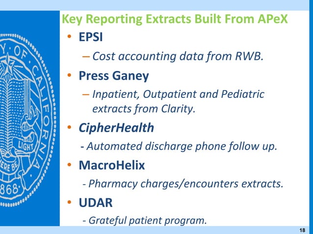 UCSF Informatics Day 2014 - Sayan Chatterjee, "APeX Reporting" | PPT