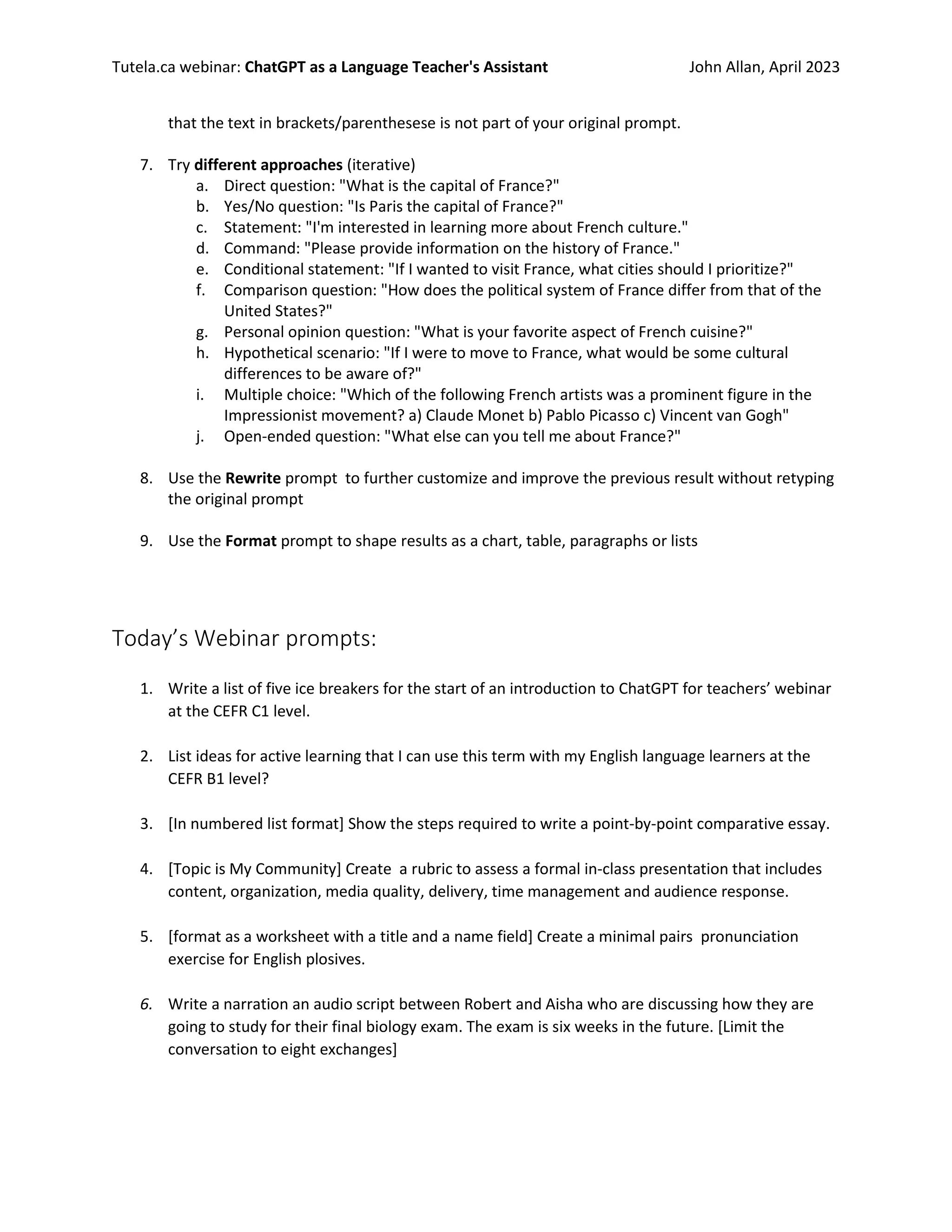 ChatGPT Prompt Tips | PDF