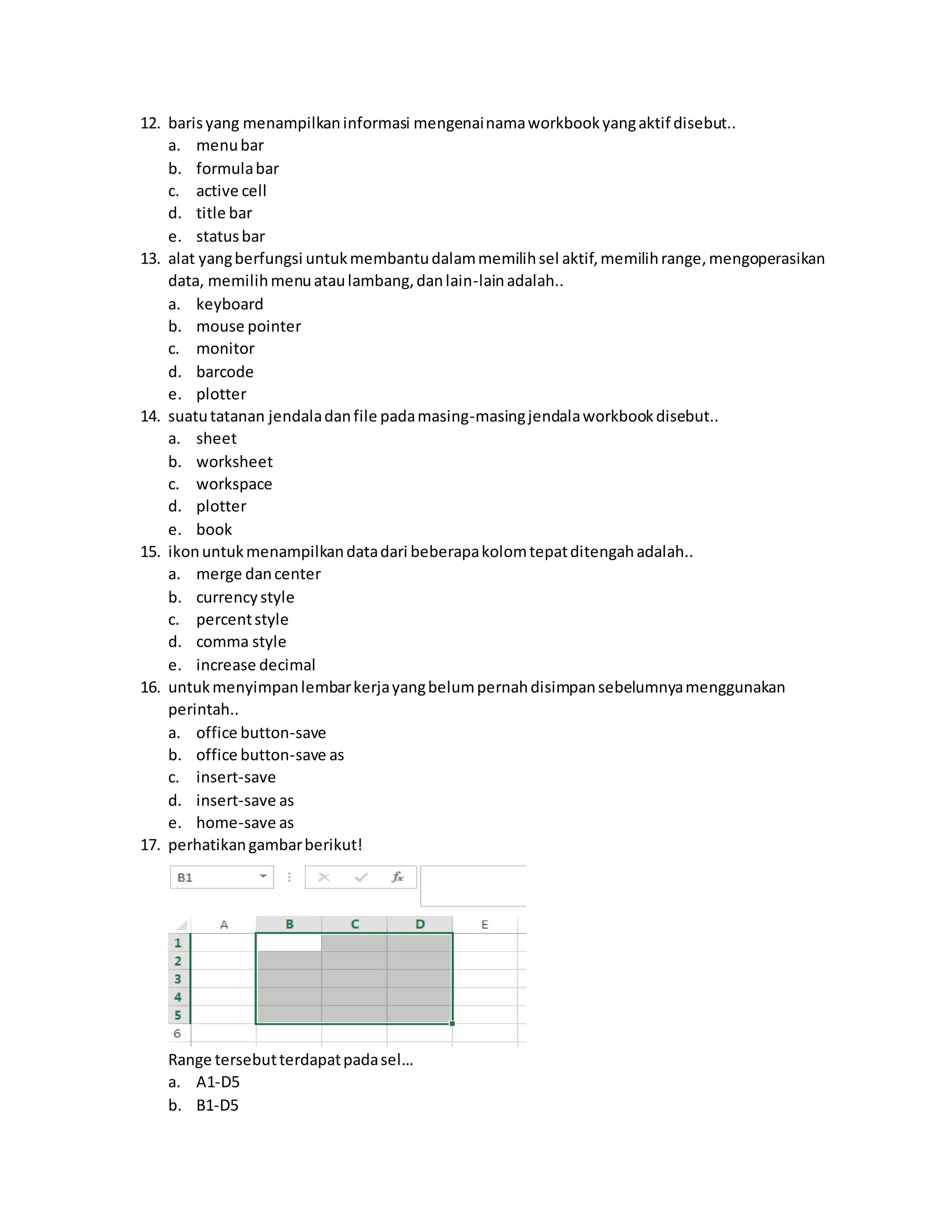 SOAL MICROSOFT EXCEL | PDF