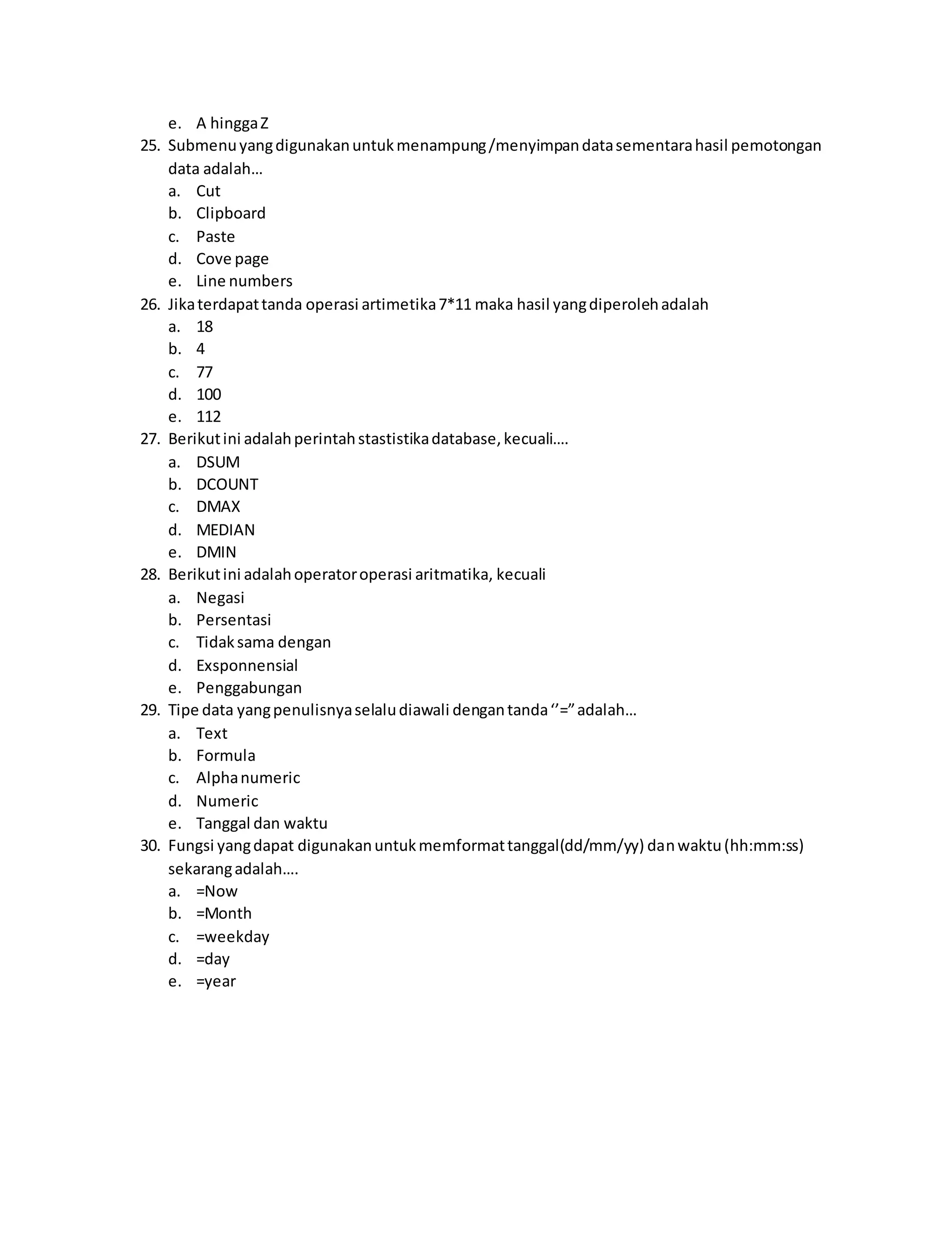 SOAL MICROSOFT EXCEL | PDF