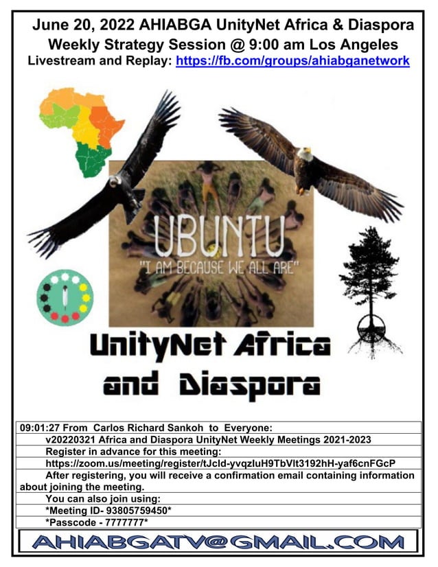 Chat v20220620 AHIABGA Africa and Diaspora UnityNet Weekly Strategy Session | PDF
