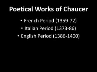 Geoffrey Chaucer Works II UGC NET JRF TGT PGT MA PHD Entrance Exam II ...