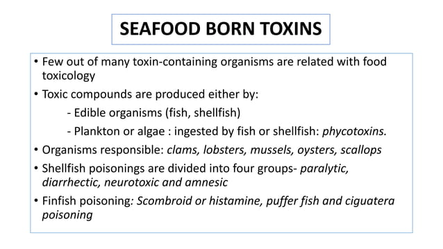 Risk assessment of seafoods with respect to algal, fungal and other ...